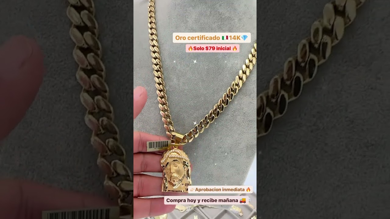 💎Set Cristo 14K Cadena monaco Oro 14K🇮🇹 italiana #miami #joyeria #joyeriaenmiami #financiamiento