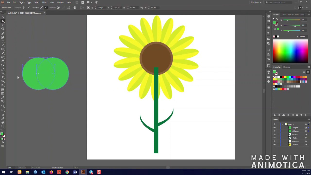 Flat Design Sunflower​ 2D | Illustrator CC Tutorial