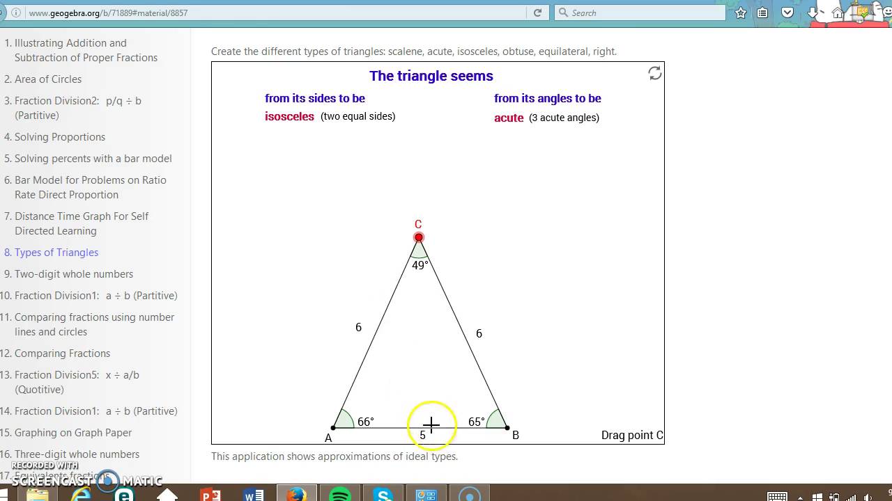 Geogebra Types of Triangles Tool