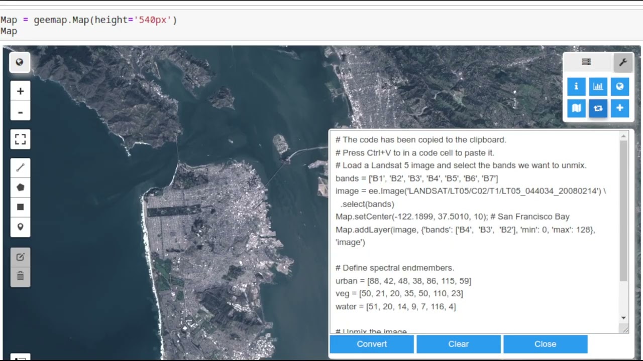 Geemap key feature: Converting Earth Engine JavaScript to Python automatically