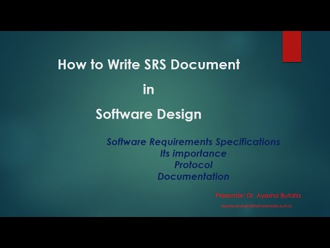 How to Write SRS Document (Software Requirements Specifications) Session by Dr. Ayesha Butalia