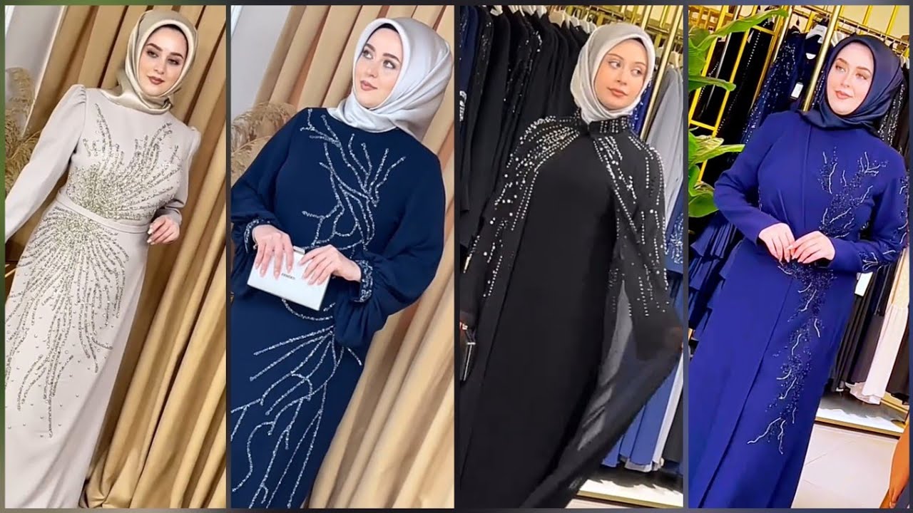 Gorgeous Wedding Hijab Evening Dress Abaya Models New Season | Hijab Style Dresses For Party