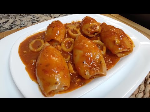CALAMARES RELLENOS CON UNA SALSA ESPECTACULAR , fáciles y riquísimos , te encantará !! 😋