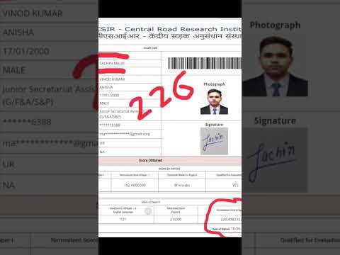 My Csir Crri score card, missed by 3 marks..😭😭 #result #csir #crri #jsa