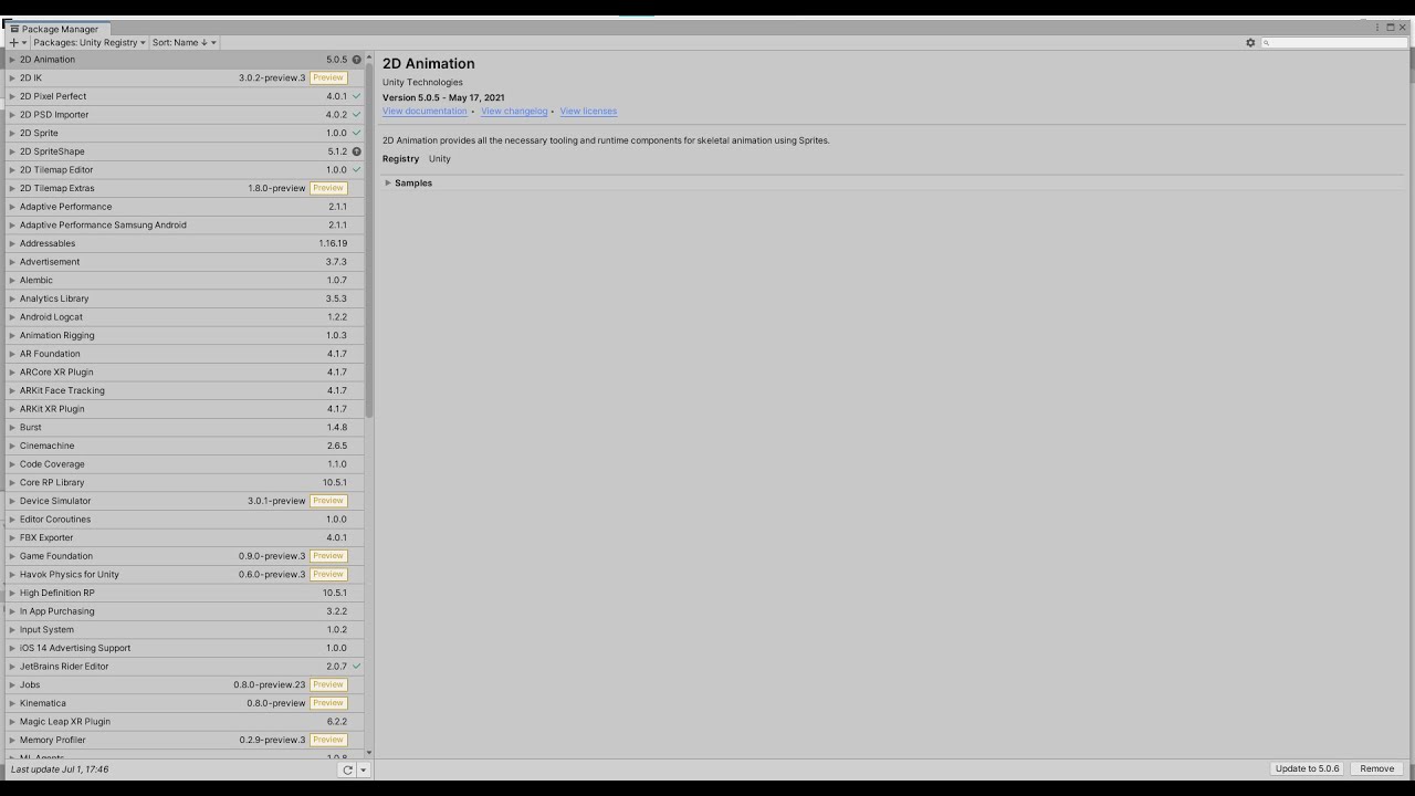 Show Preview Packages - Unity 2020