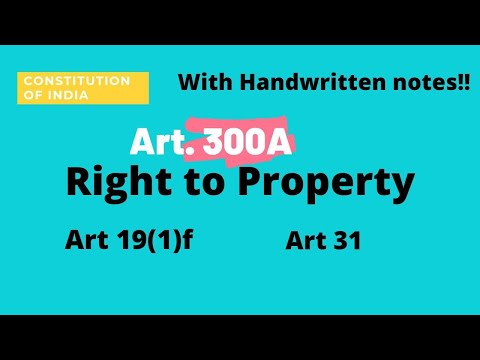 Art. 300A: Right to Property || Constitution of India
