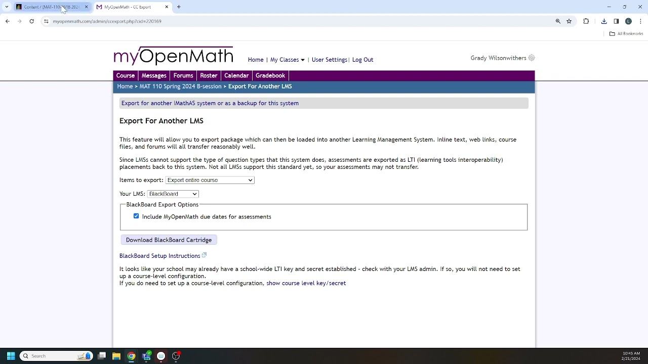 How to Integrate MyOpenMath with Blackboard Ultra