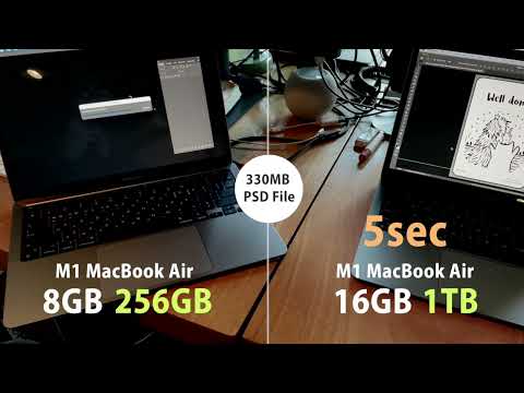 Apple M1 MacBook Air 8GB vs 16GB _ Photoshop PSD Flie Loading Test