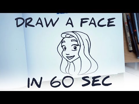 🔴 How to draw a face in 60 sec [Drawing Cartoon Girl - Tutorial]