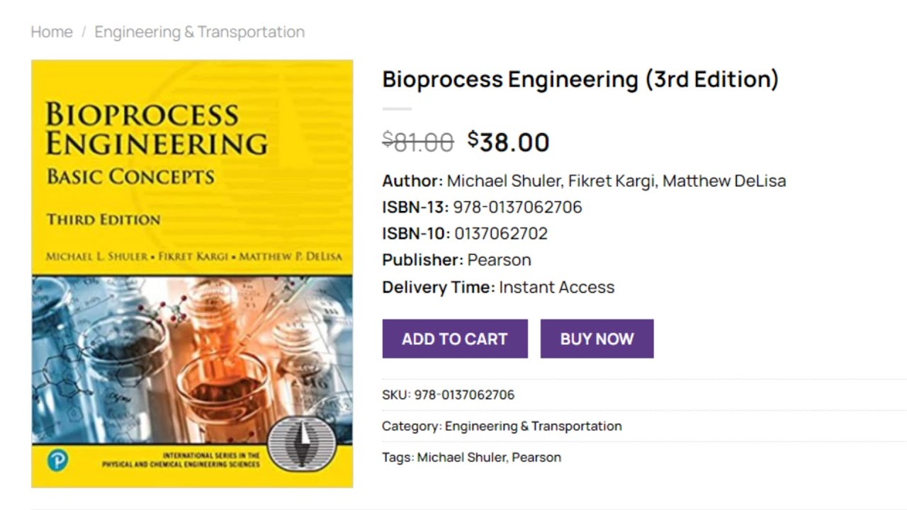 (PDF) Bioprocess Engineering (3rd Edition) - Price $25 | eBook
