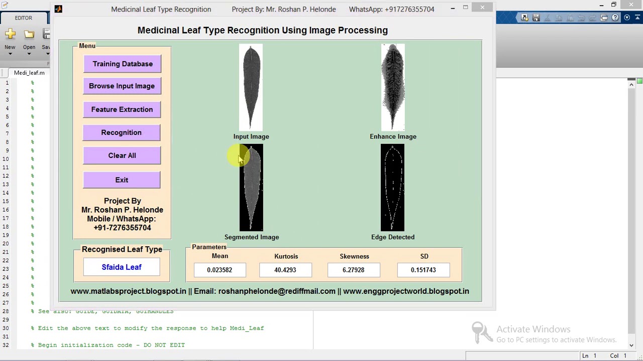 Medicinal Leaf Recognition and Classification Using Image Processing Matlab Project Code