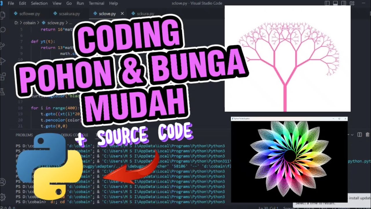 Cara Membuat Pohon & Bunga Coding dengan Python
