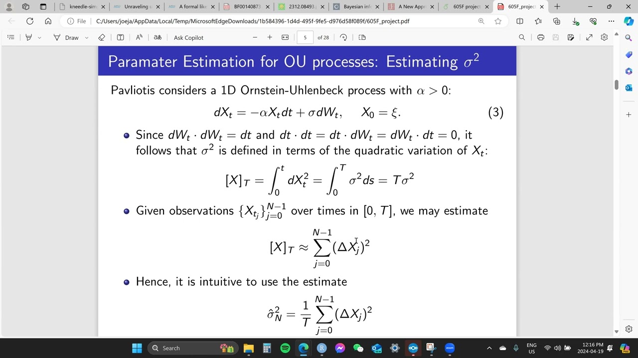 Parameter Estimation for Stochastic Differential Equations