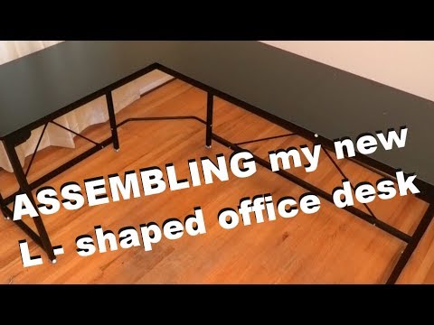 Assembling new L-shaped office desk