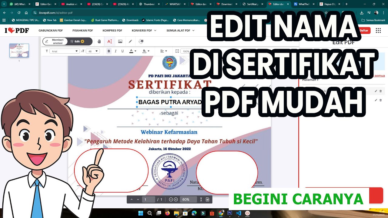 How to edit a name on a PDF certificate | How to edit a PDF certificate