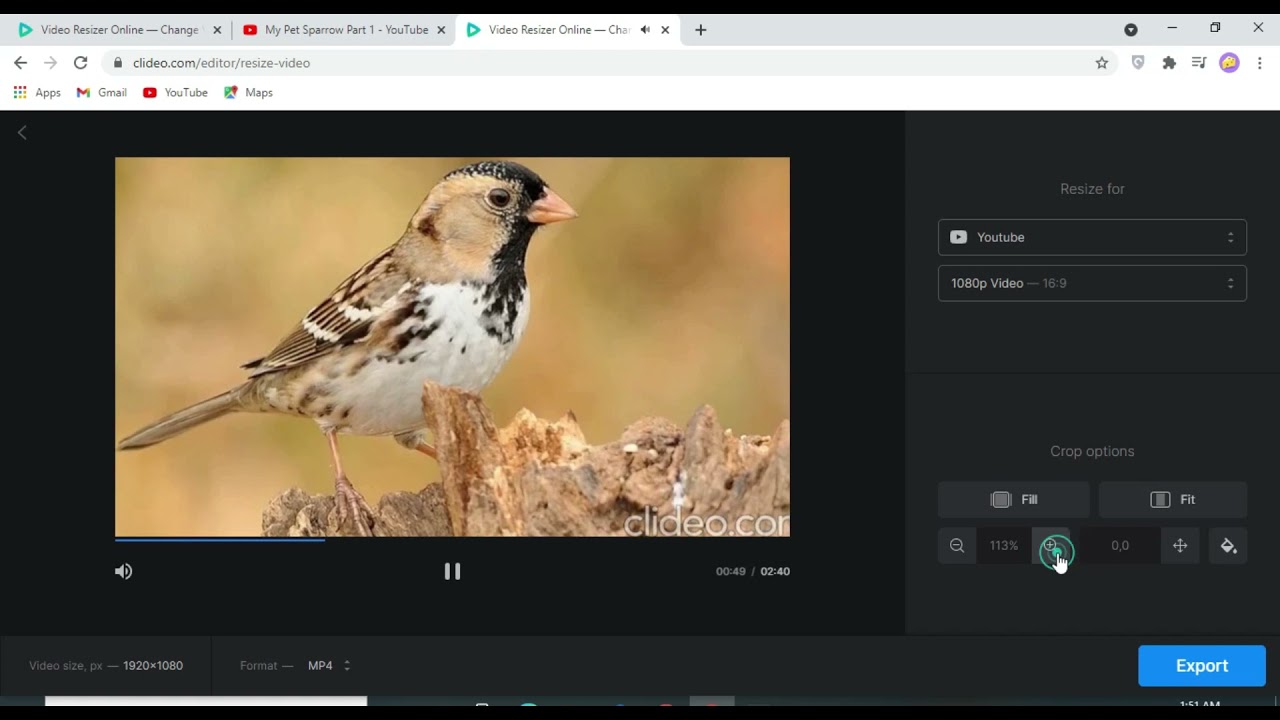 How to resize video with Clideo