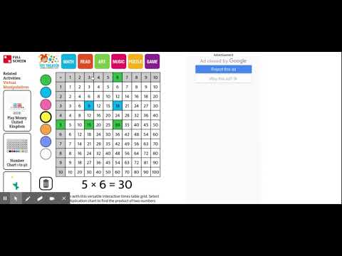 Multiplication Chart | Free Virtual Manipulatives | Toy Theater