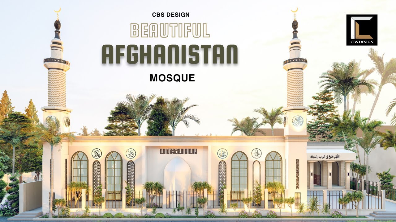 Modern Islamic Mosque Design in Afghanistan | Elegant Twin Minarets & Lush Landscape | CBS Design