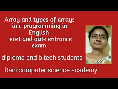 Array and types of arrays in c programming in English || ecet and gate entrance exam