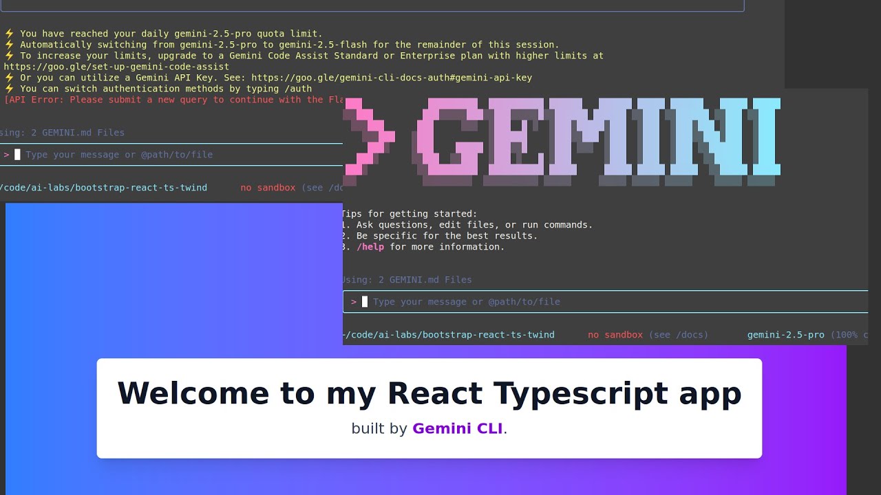 Bootstrap a React Typescript Tailwind App with Gemini CLI