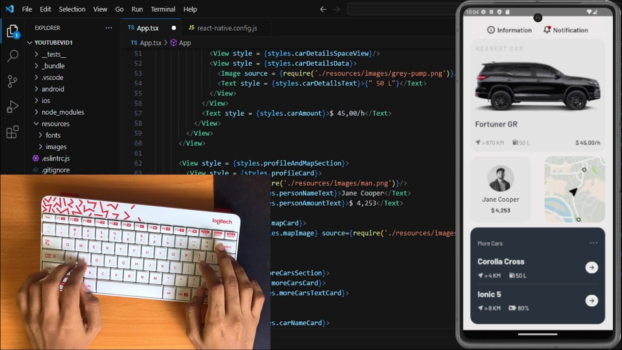 ASMR Programming - Car Rental App UI with React Native - No Talking