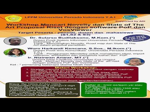 Workshop Mencari Novelty dan State of The Art Proposal Riset dengan software PoP dan VosViewer