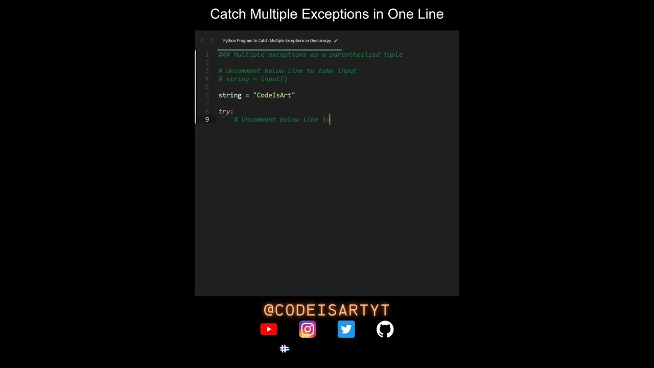 Catch Multiple Exceptions in One Line in Python | Python Examples | Python Coding Tutorial
