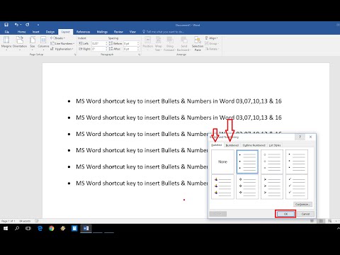 MS Word : Shortcut Key to Insert Bullets & Numbers in All Word Version