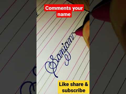 Sanjana name in beautiful cursive writing, with best handwriting, make a perfect writing, By-Pinky..