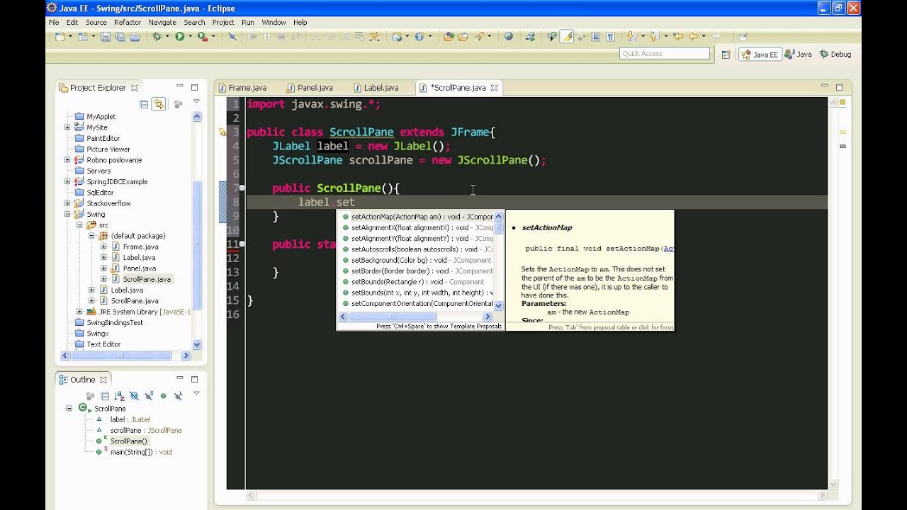 Java swing GUI tutorial #4: JScrollPane
