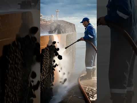 "Cleaning the Hull of a Ship #ShipMaintenance #MarineCleaning #IndustrialHygiene"