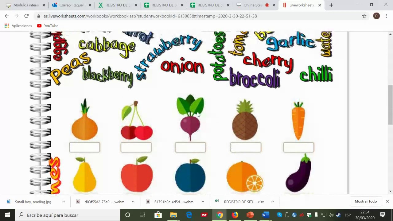 fruits or vegetables in liveworksheets