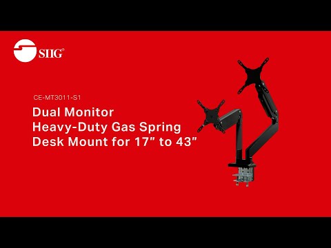 SIIG Dual Monitor Heavy-Duty Premium Aluminum Gas Spring Desk Mount- 17" to 35" (Part# CE-MT3011-S1)