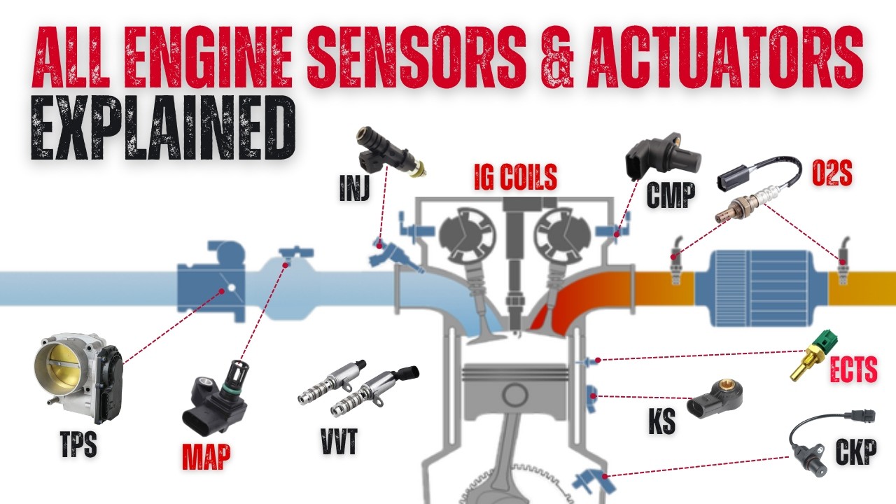 All Engine Sensors & Actuators Explained | MAP, TPS, APS, CMP, CKP, O2S | Diagram & Diagnostic