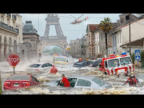 Chaos in Paris, France! Massive Hail Storm and Flood Hit the Capital, Paralyzing the City