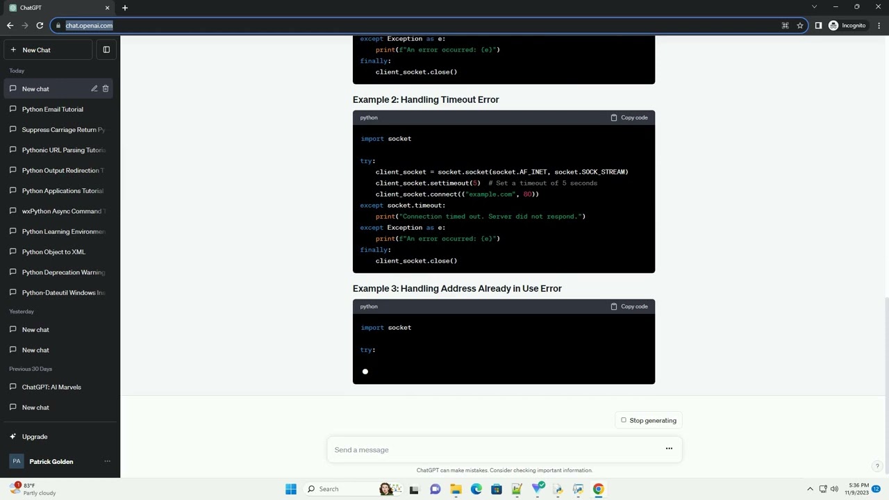 Error occurs when I connect with socket in Python