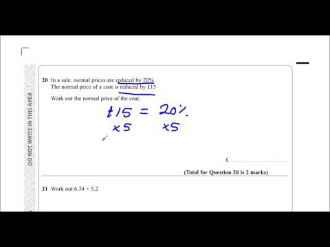 Edexcel Sample Paper 1F Question 20 - Reverse Percentage