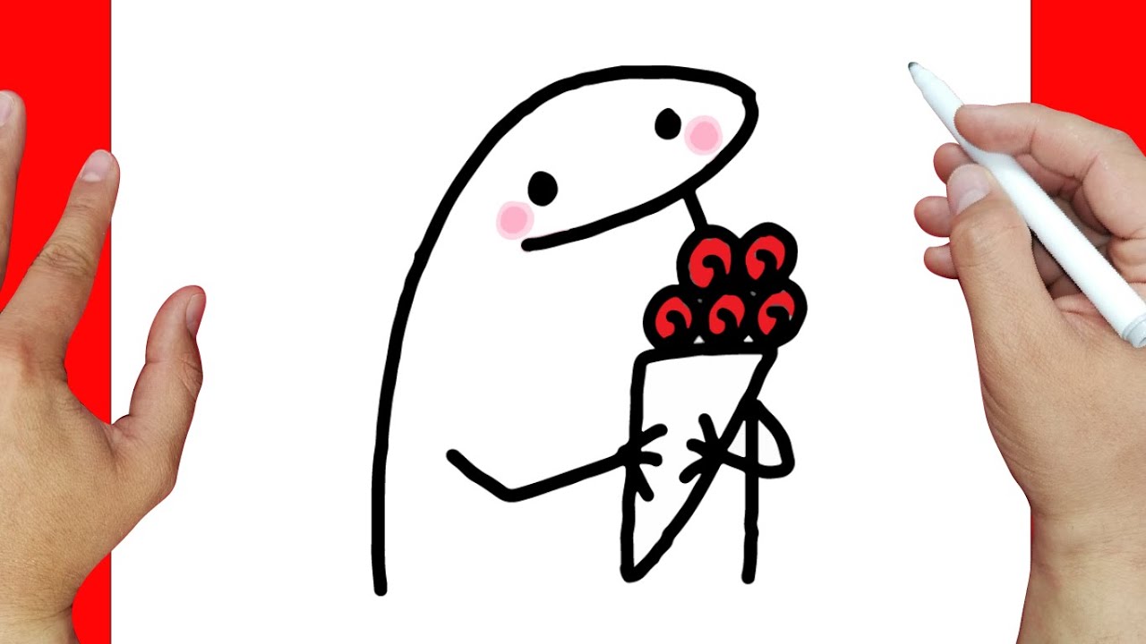 como dibujar a flork con un ramo de rosas | Dibujos fáciles