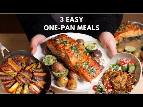 3 Easy One-Pan Meals (Mediterranean Chicken, Kofta & potato, Lemon Dijon Salmon)