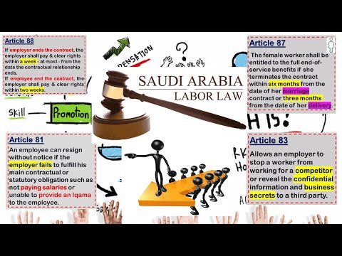 Saudi Labor law articles 80, 81, 83, 87, 88- Contract termination and end of service benefits