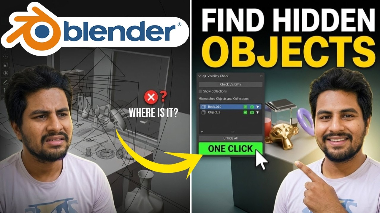 Find Hidden objects in Blender with 1 click using this FREE Addon