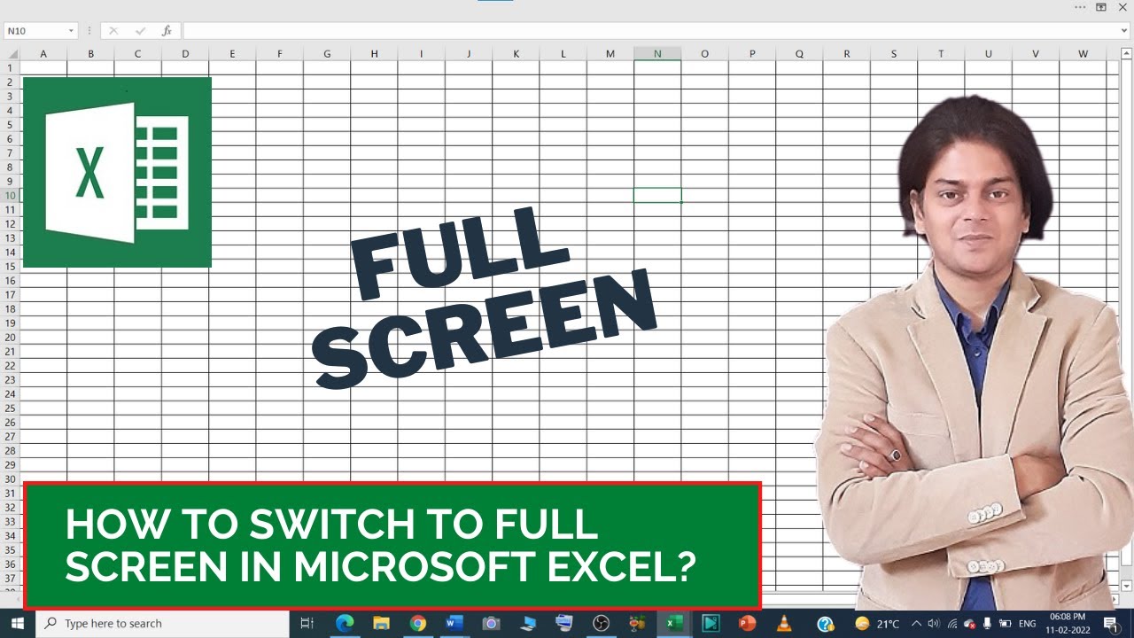 How to switch to full screen in Microsoft excel?