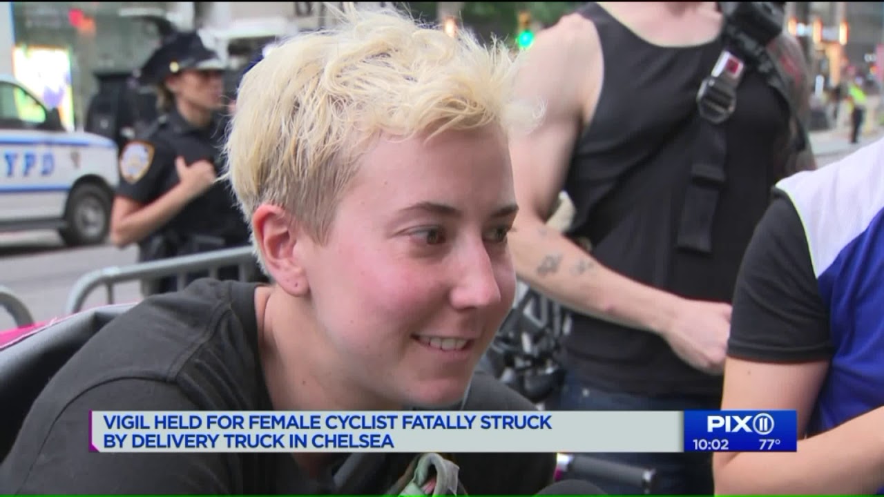 Vigil held for cyclist fatally struck by delivery truck in Chelsea