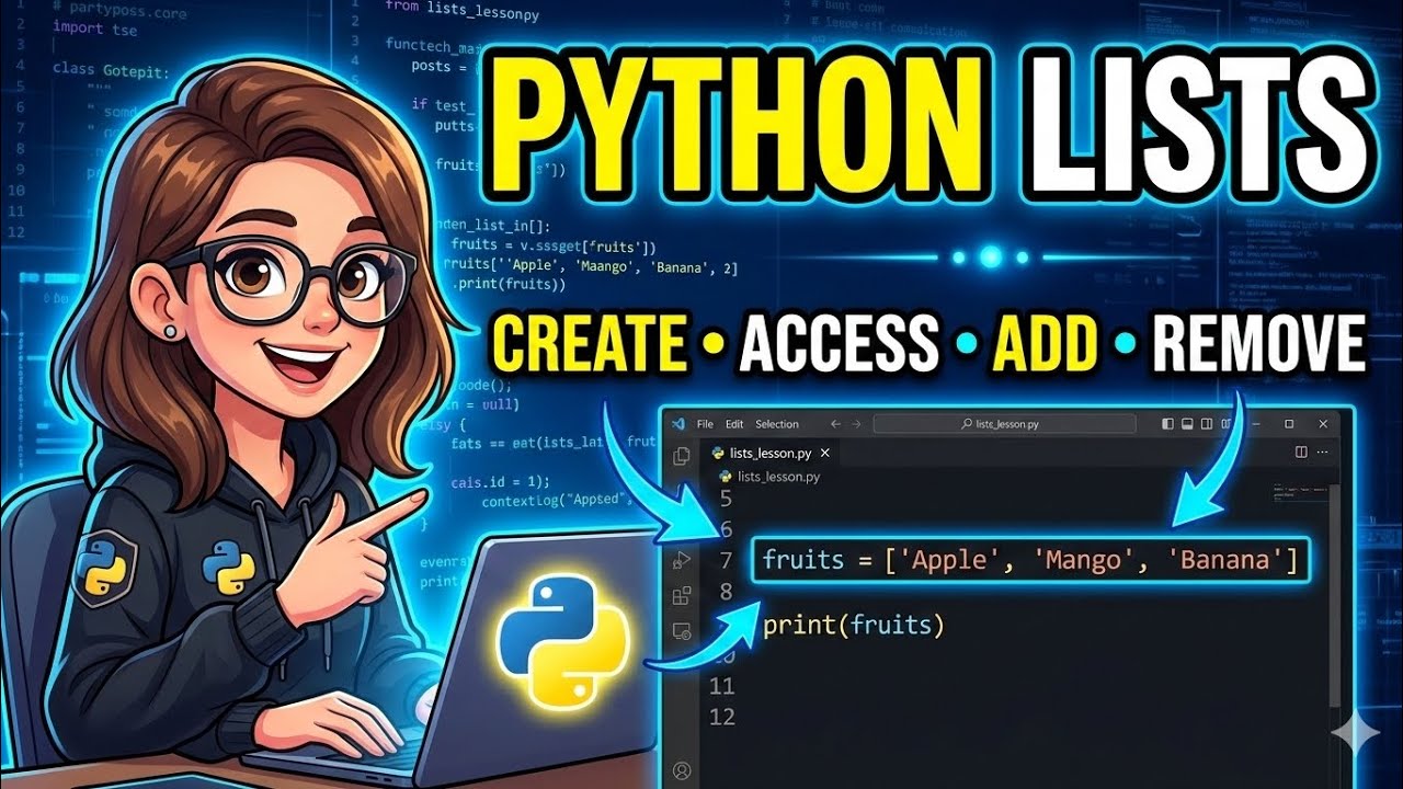 Python Lists Tutorial  | Create, Access, Add & Remove Items #PythonForBeginners#PythonLists
