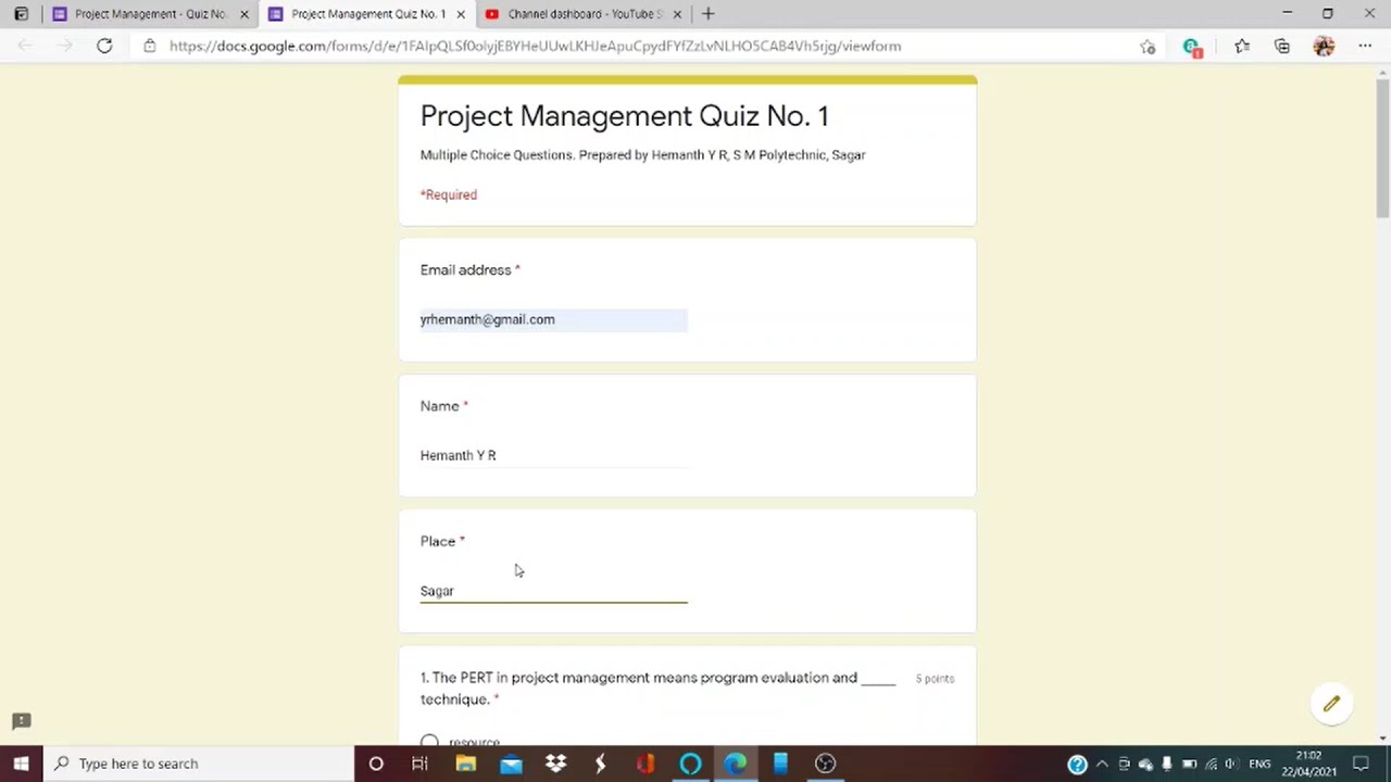 Project Management Quiz - 1