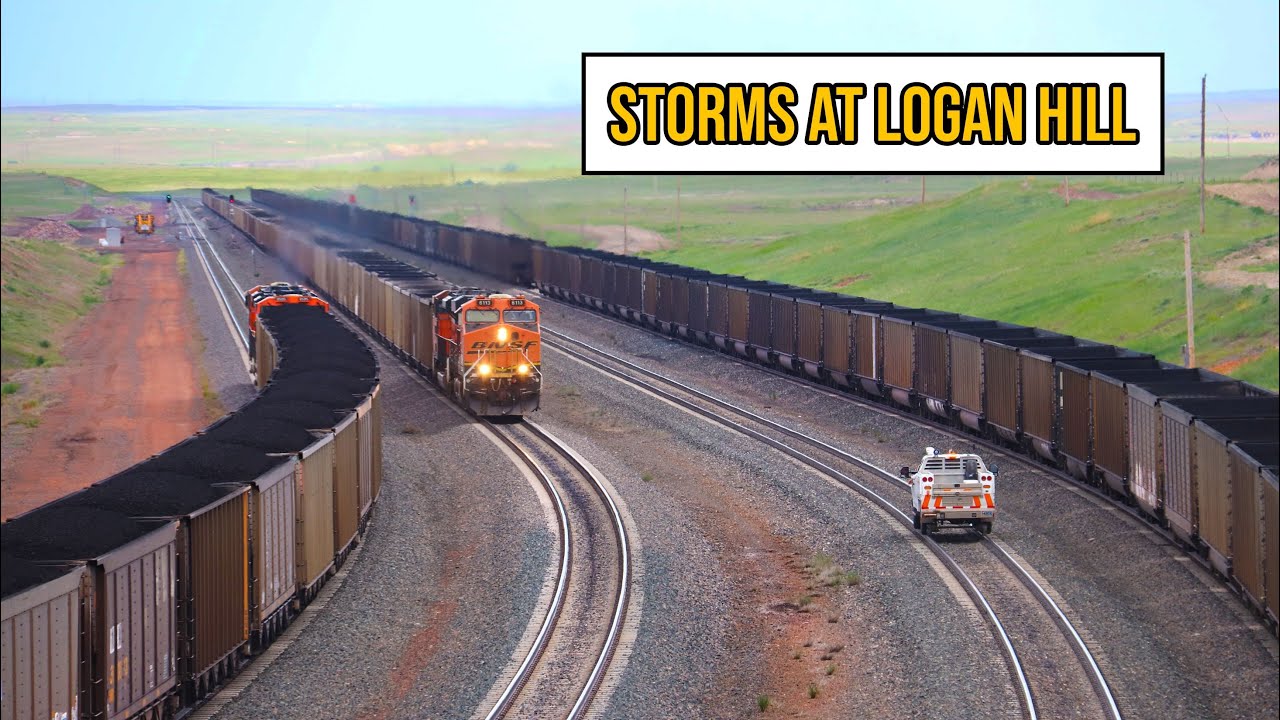 Powder River Basin Coal Trains Battle Steep Grades and Severe Thunderstorms at Logan Hill