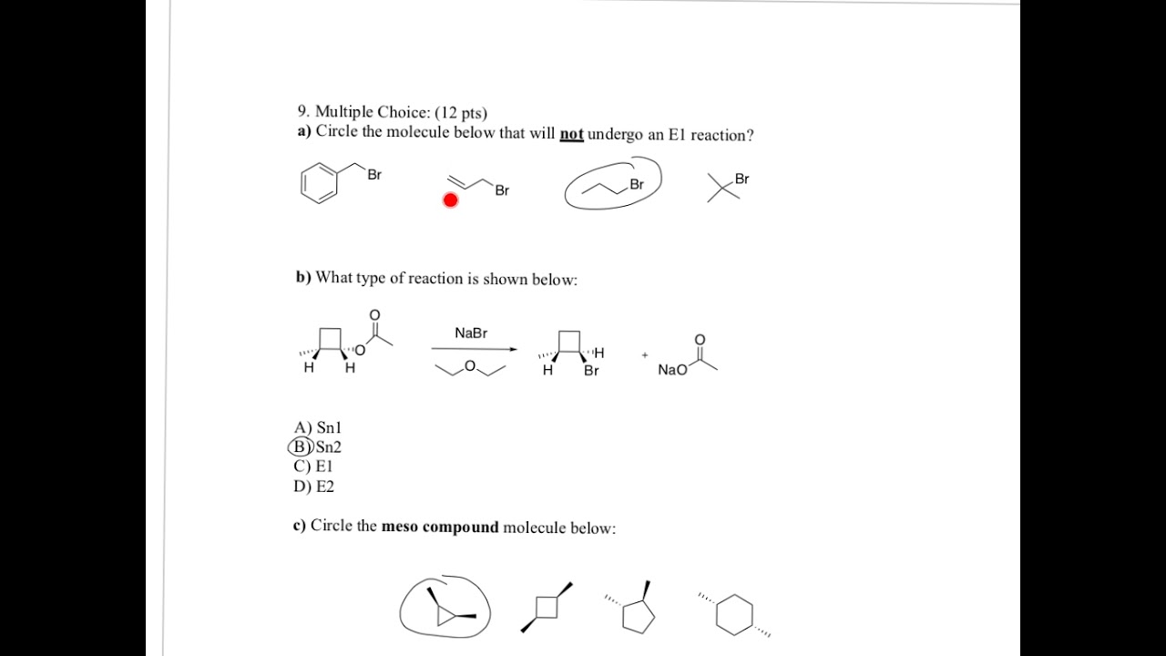 CHM 251 Exam 2 2019 Version A KEY