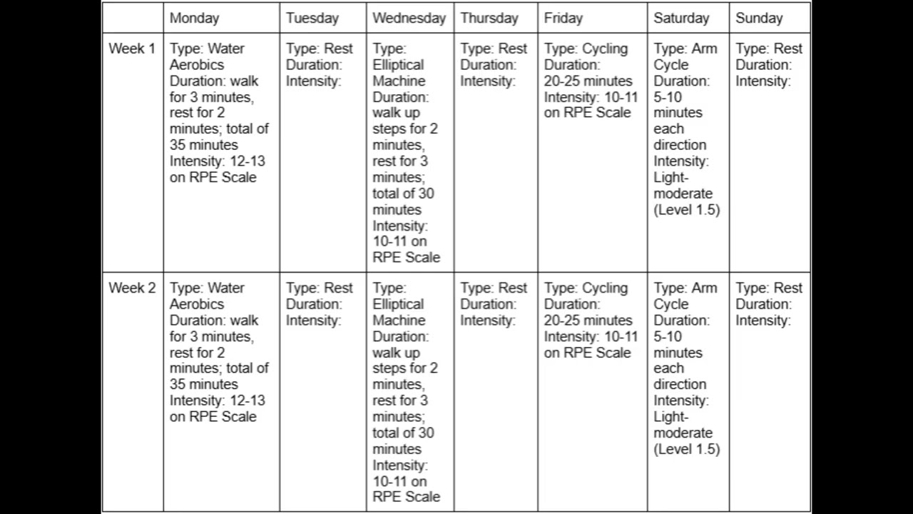 Exercise Schedule Introduction