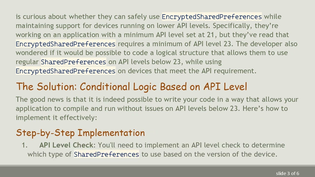 Understanding the Minimum API Level for Using EncryptedSharedPreference in Android