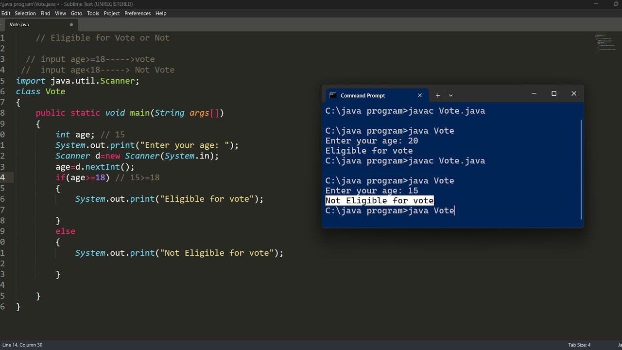 java program to check voting eligibility | java programming